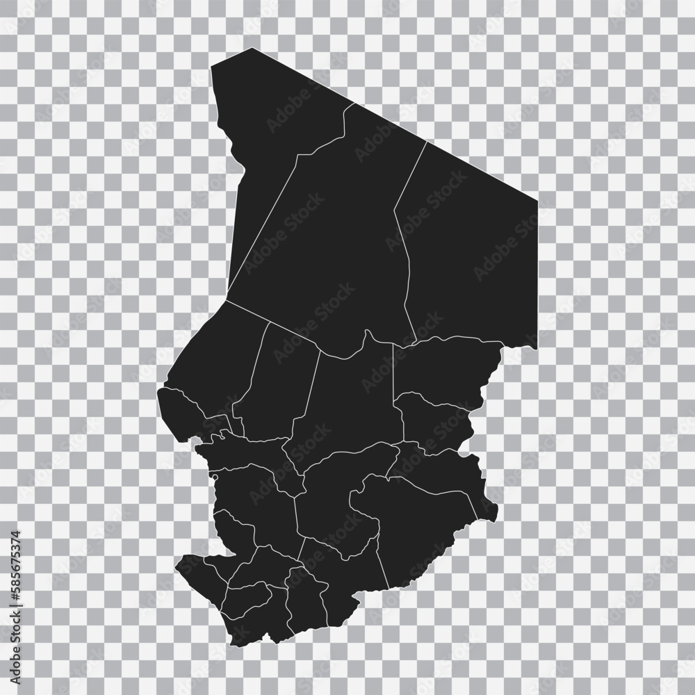 Political map of the Chad isolated on transparent background. Vector ...