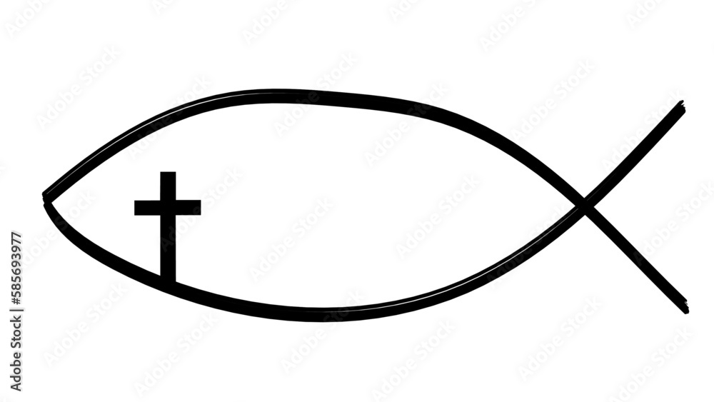 Black Chrsistian christianity eucharistic fisch symbol logo emblem with ...
