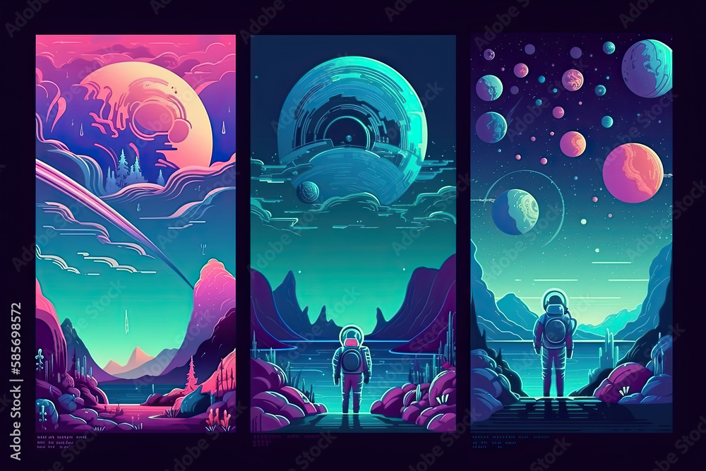 Space, cosmonaut and galaxy vector illustration for poster, banner or ...