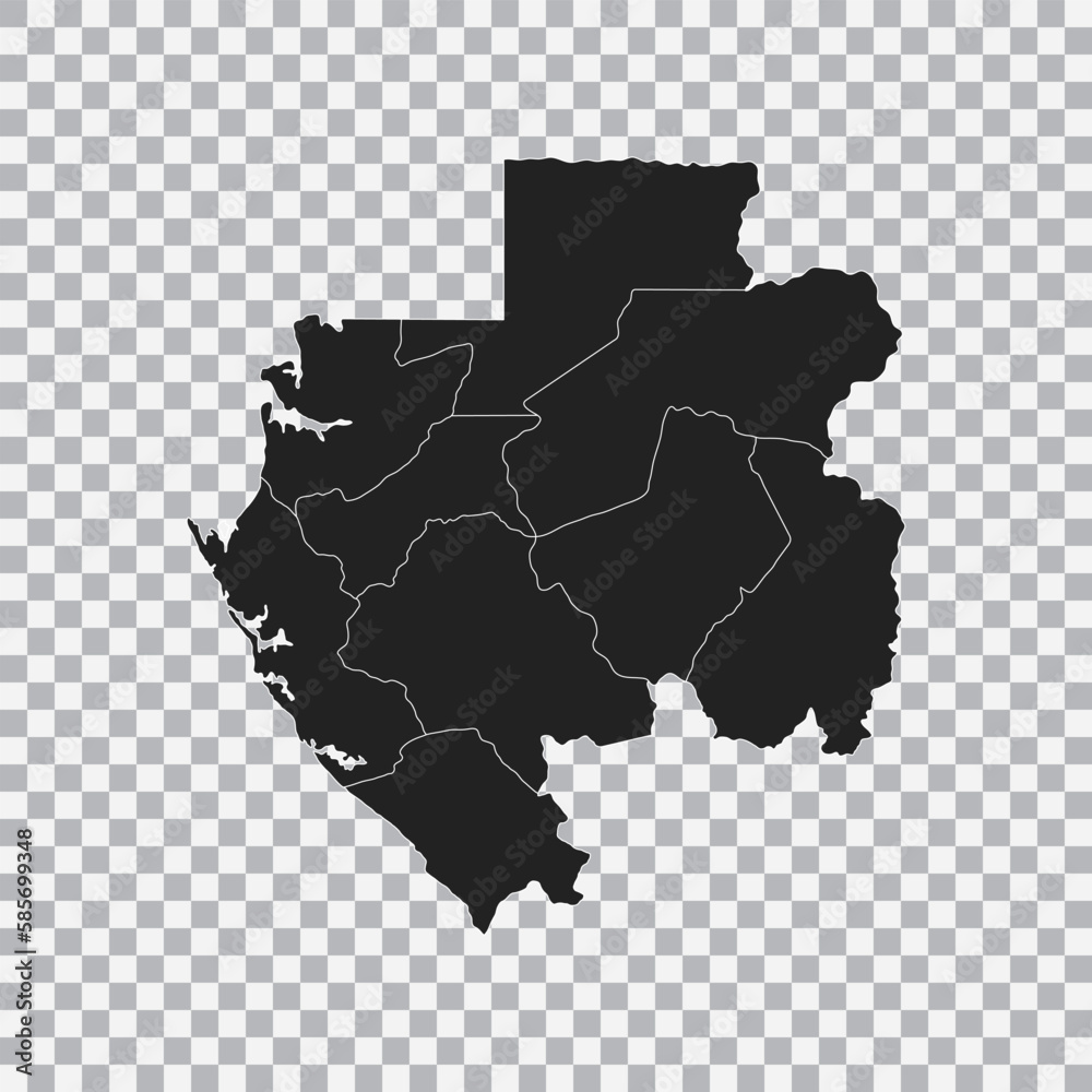 Political map of the Gabon isolated on transparent background. Vector ...