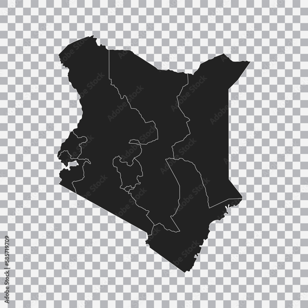 Political map of the Kenya isolated on transparent background. Vector ...