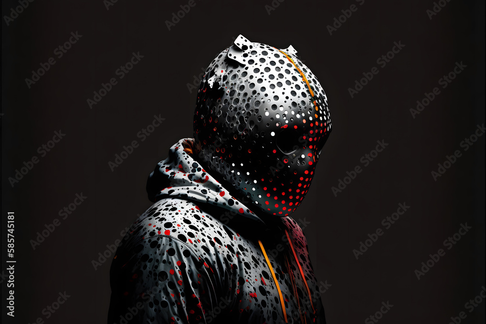 Masked maniac created with generative AI technology Stock Illustration ...