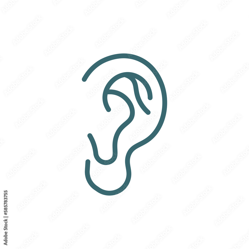 ear icon. Thin line ear icon from medical collection. Outline vector ...