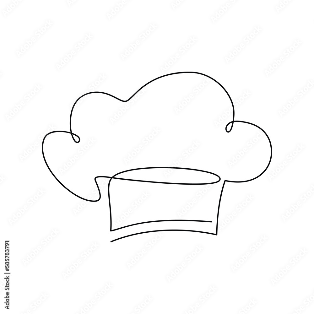 Chef hat vector one line continuous drawing illustration. Hand drawn ...