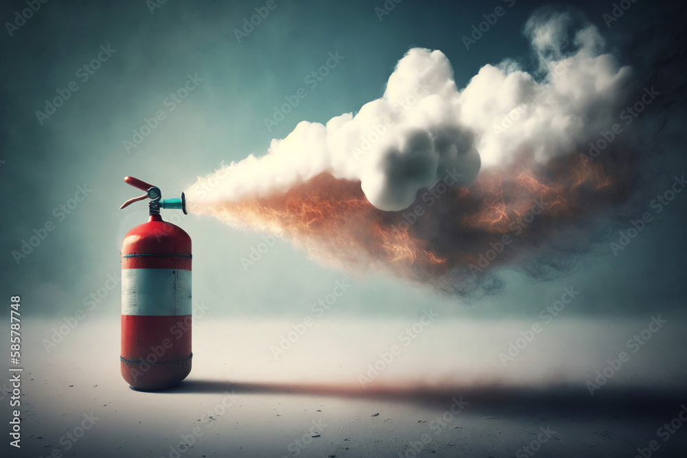 Fire Extinguisher Releasing Its Gas. Working Fire Extinguisher ...