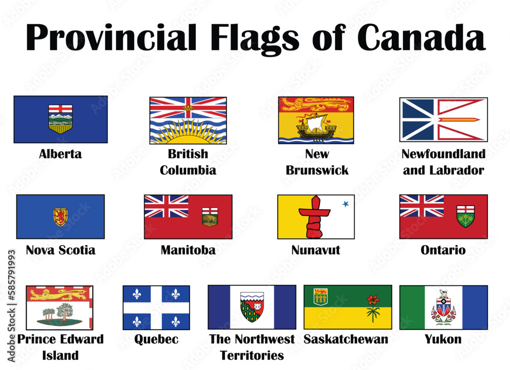 All Flags of regions of Canada Stock Vector | Adobe Stock