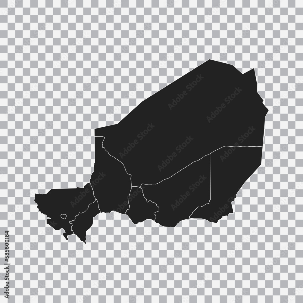 Political map of the Niger isolated on transparent background. Vector ...