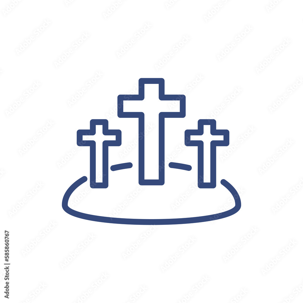 calvary icon. Thin line calvary icon from happy easter collection. Outline vector isolated on ...