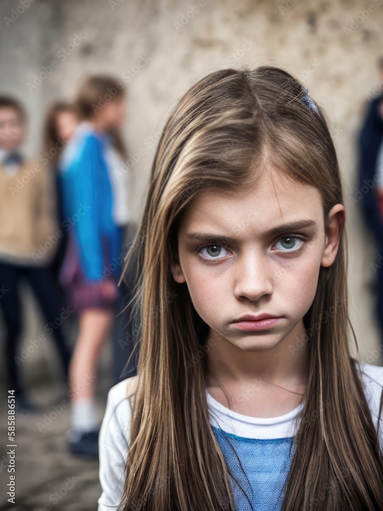Girl being bullied at the school. Educational school isolation and ...