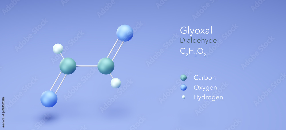 glyoxal molecule, molecular structures, dialdehyde, 3d model ...