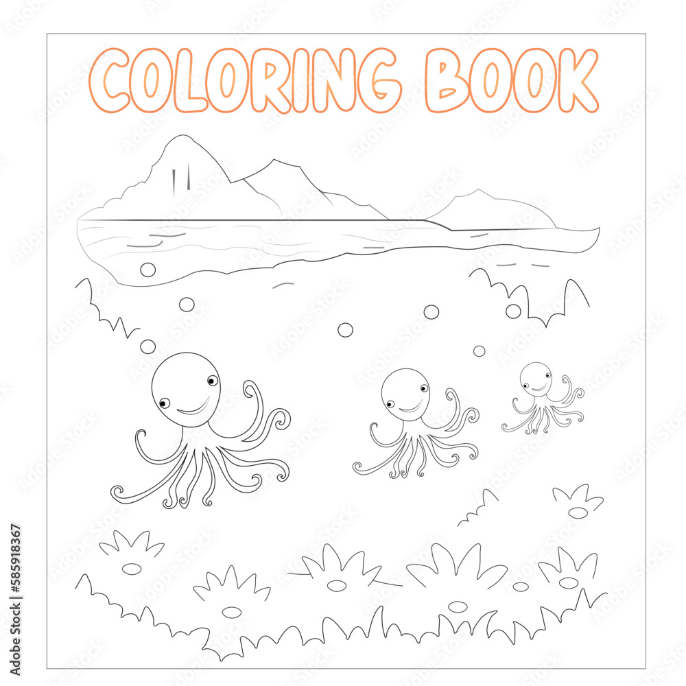 Octopus vector coloring page for kids , Image , icon , photo and ...