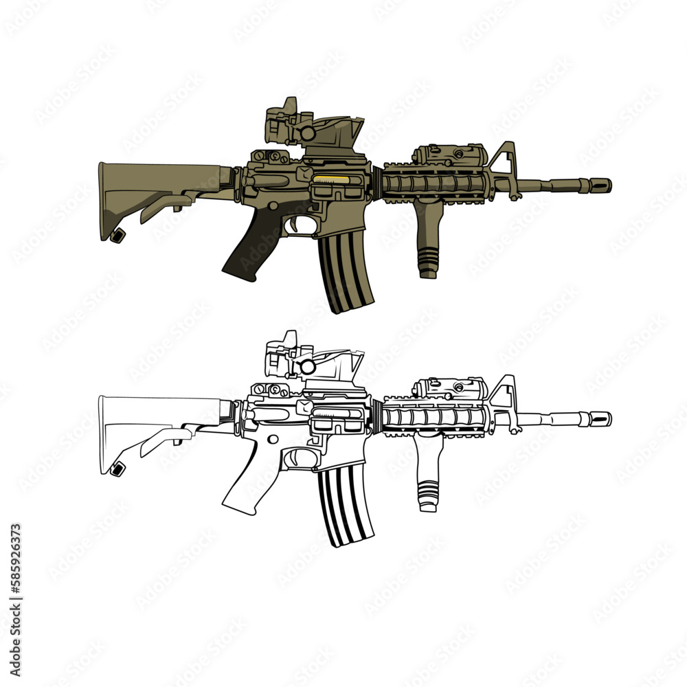 M4A1 Trijicon ACOG assault rifle vector illustration Stock Vector ...