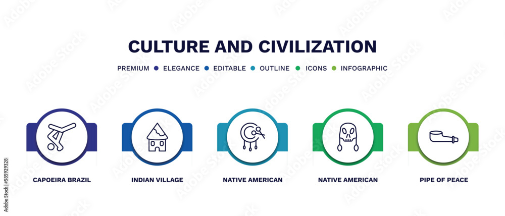 set of culture and civilization thin line icons. culture and ...