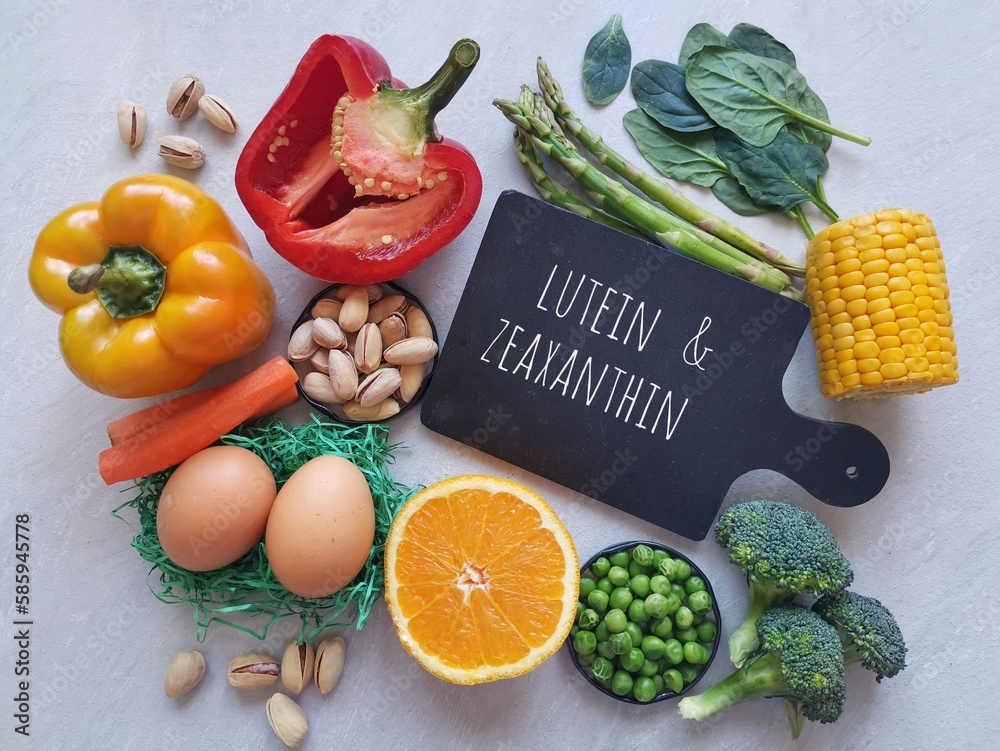 Foods rich in lutein and zeaxanthin, two carotenoids. Fresh vegetable ...