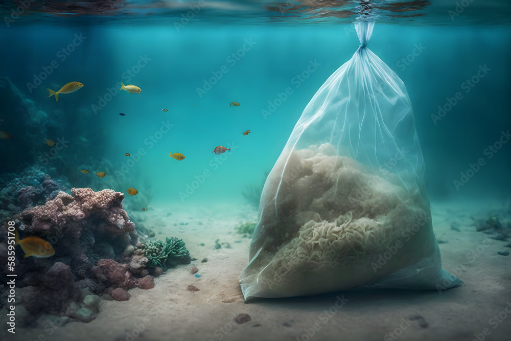 Fish and plastic pollution. Envrionmental problem - plastics ...