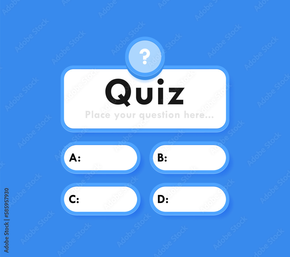 Intelectual quiz game pop up box with question mark and variants of ...