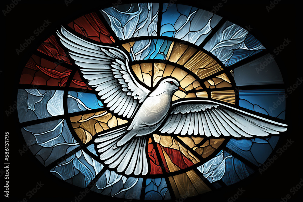 beautiful stained glass holy spirit dove, pentecost, Generative AI ...