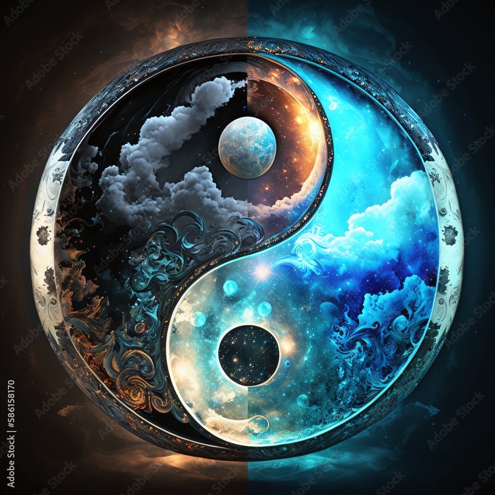 Aurora of Harmony with a Yin and Yang in a Futuristic Multi-Colored ...