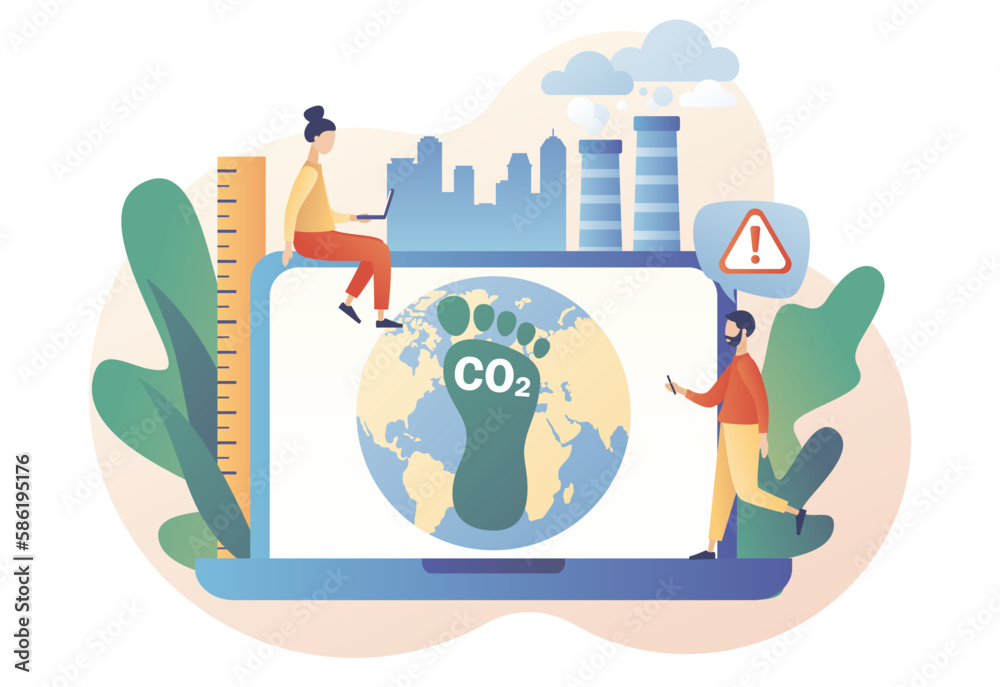 Co2 emission environmental impact concept. Carbon footprint pollution ...