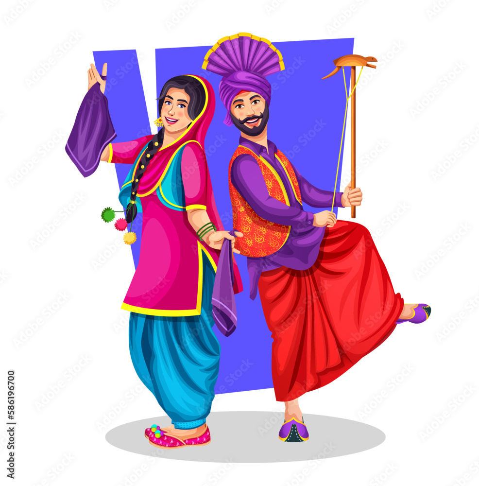 Vector illustration of celebration of Punjabi festival Baisakhi ...