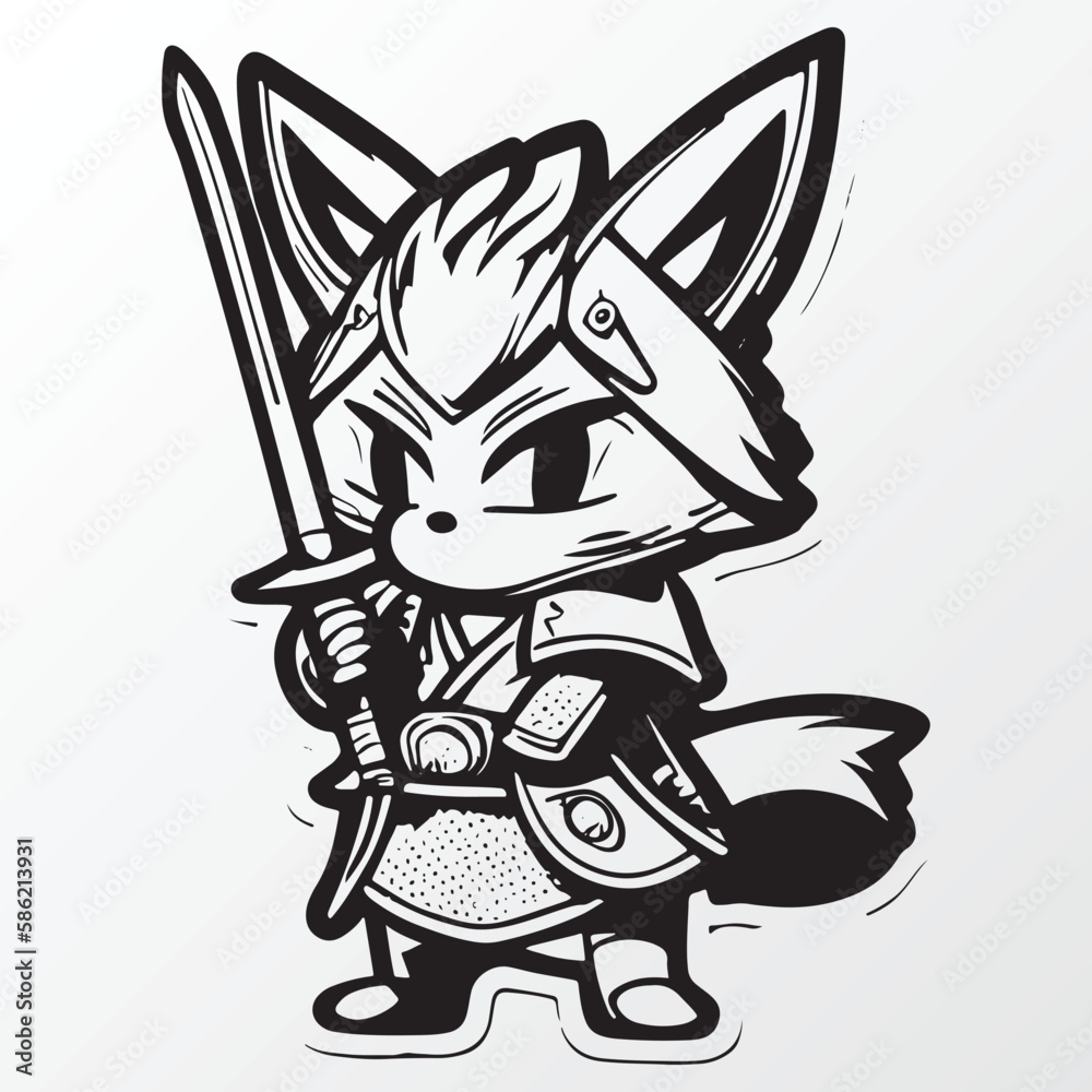 Hand drawn samurai cat character sketch Stock Vector | Adobe Stock