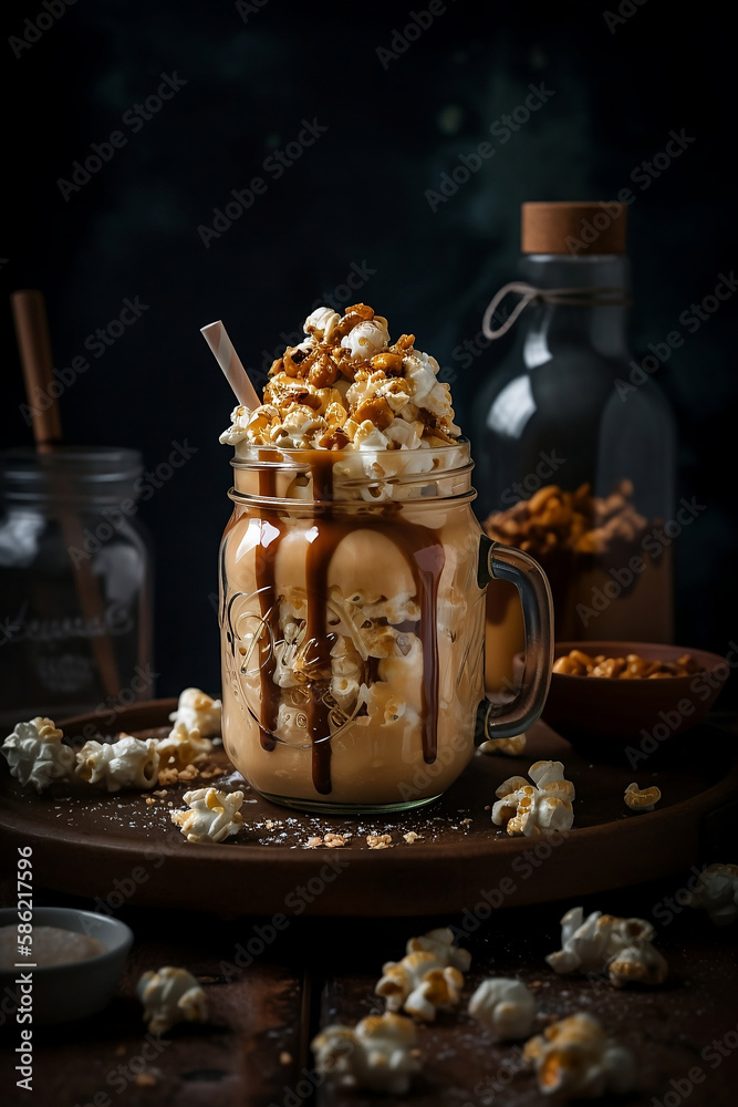 Salted caramel indulgent extreme milkshakes with brezel waffles ...
