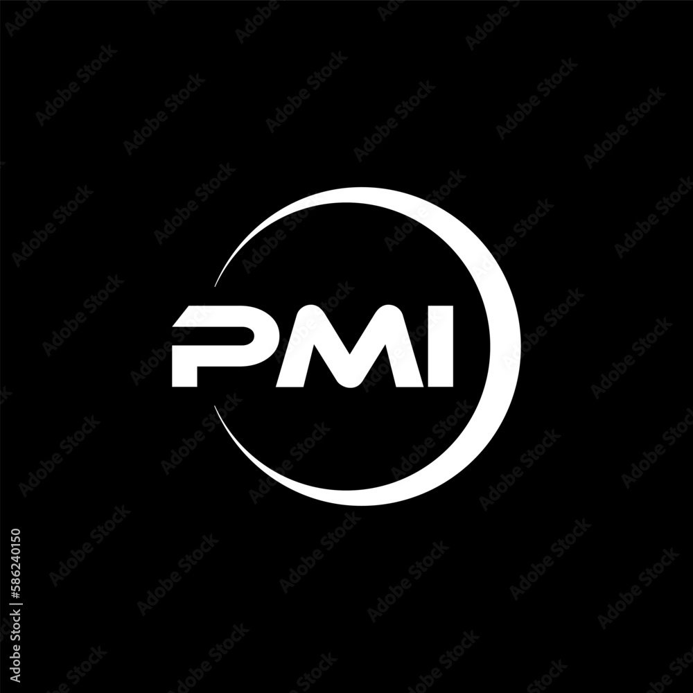PMI letter logo design with black background in illustrator, cube logo ...