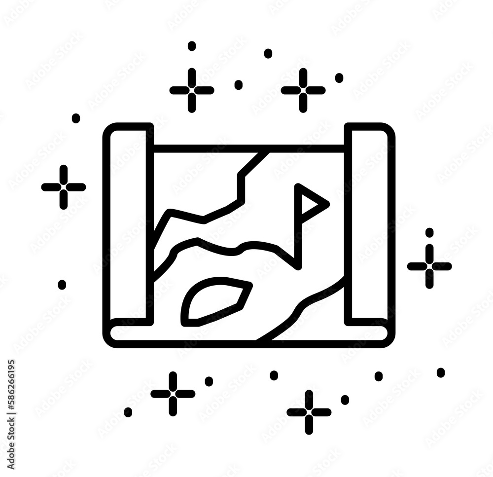 Map location icon. Simple line, outline of battle royale games icons ...