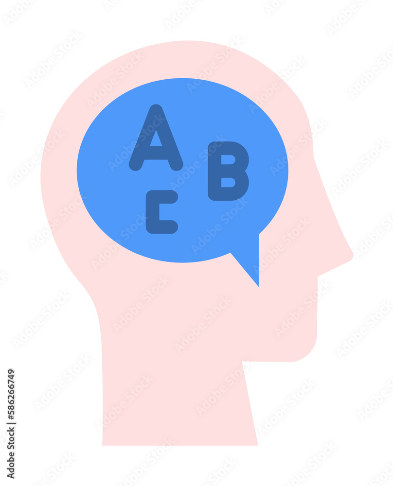 head chat letter icon. Simple color elements of brain process icons for ...