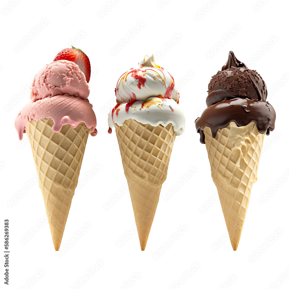 a summer-themed illustration featuring assorted ice cream cones ...