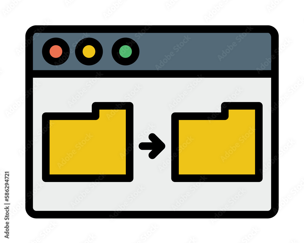 Browser, web site, folder icon. Simple color with outline elements of ...