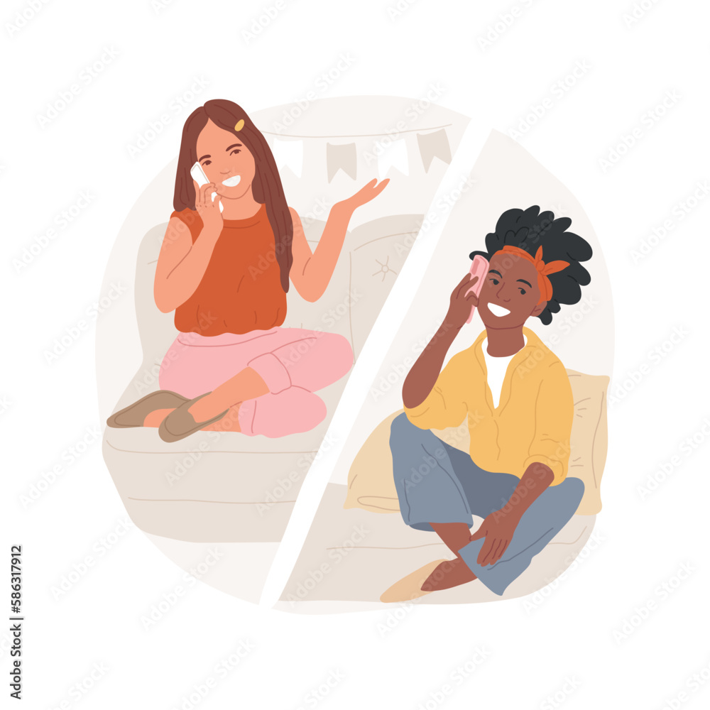 Talking on the phone isolated cartoon vector illustration. Female ...