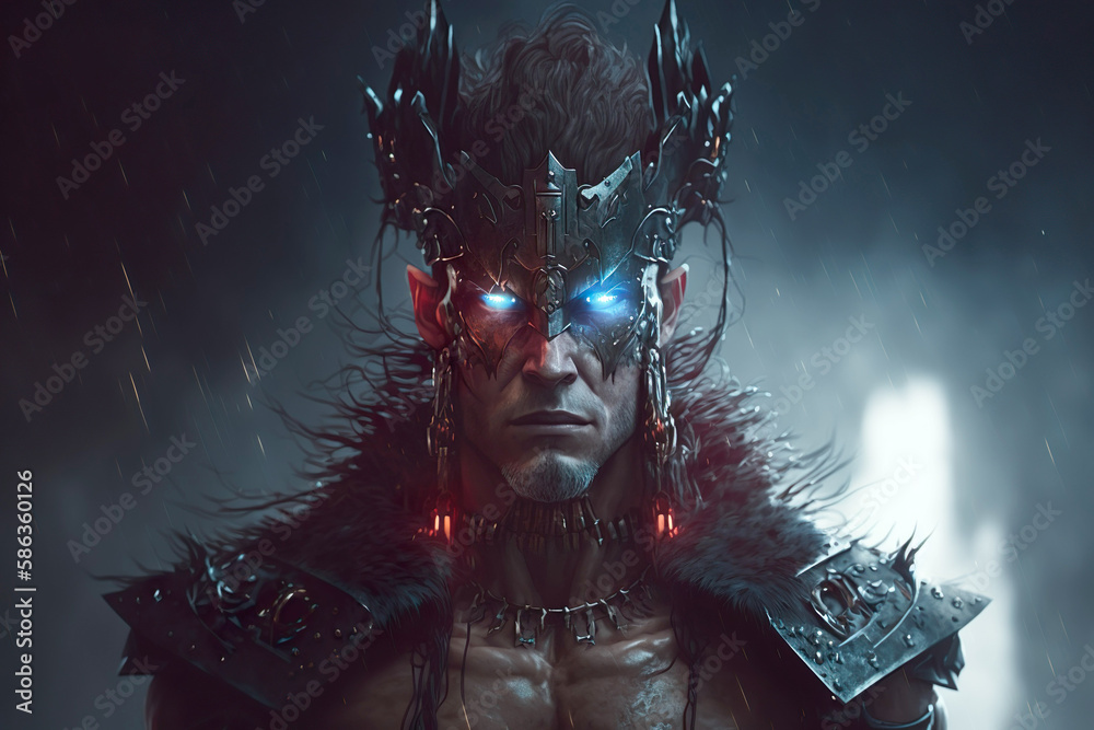 Brutal portrait of a vampire werewolf, a man of wars with a formidable ...