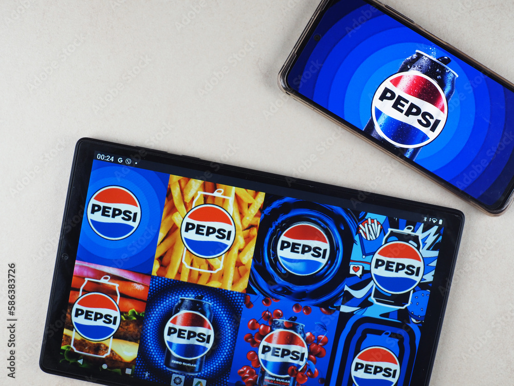 In this photo illustration, the new Pepsi logo on a smartphone and ...