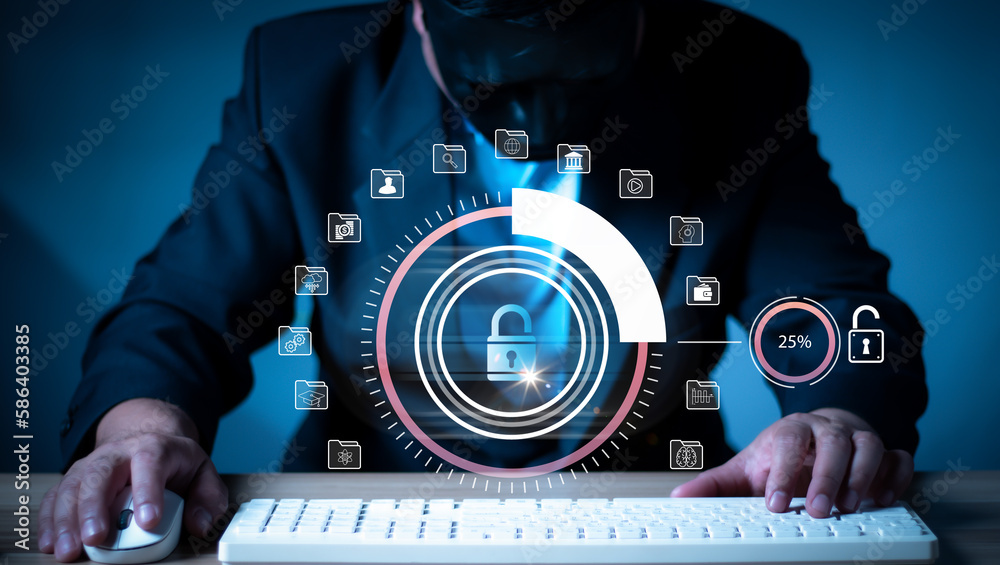 Hacker hacks network, cybersecurity vulnerability Log4J and hacker,coding,malware concept.Hooded ...