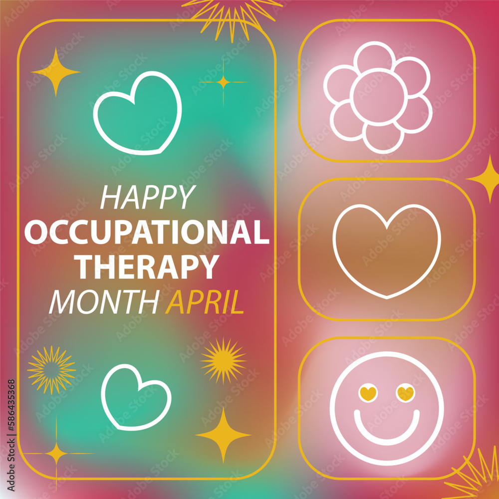 Vector de Stock Happy occupational therapy month April vector banner ...