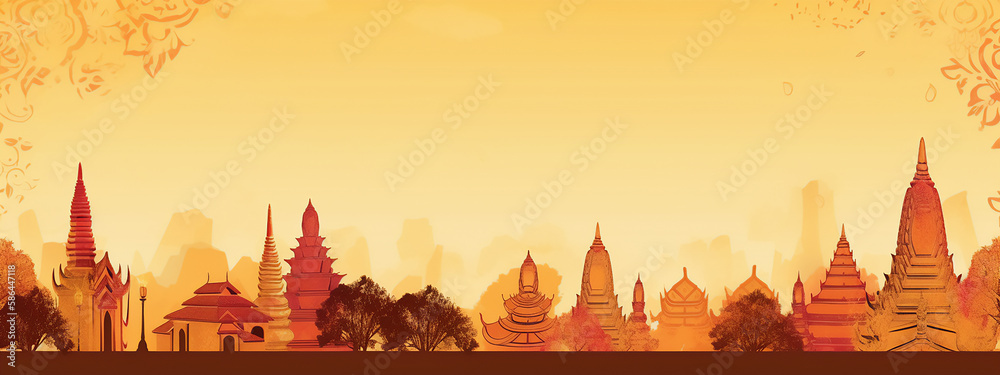 Thai traditional banner background wallpaper with copy space and ...
