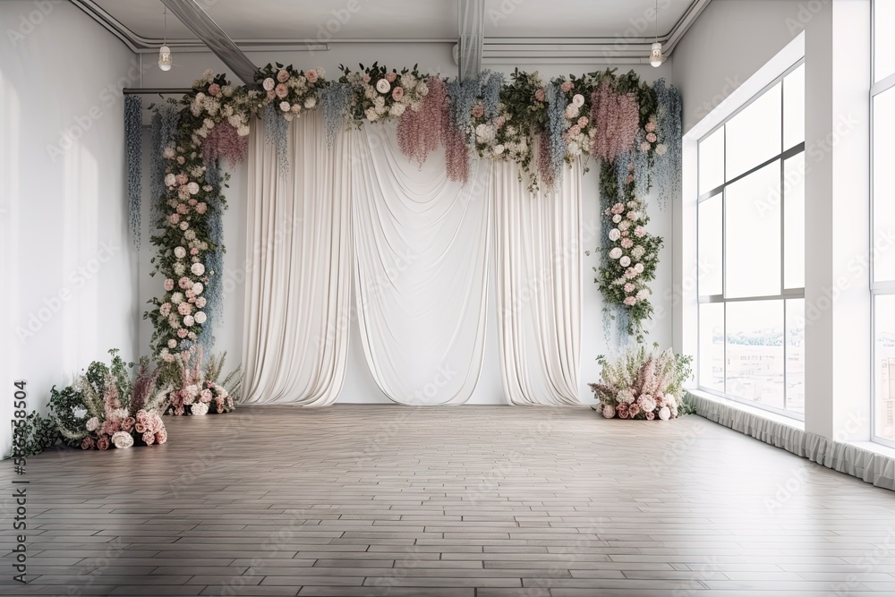 wedding backdrop aesthetic flower decoration indoor studio background ...