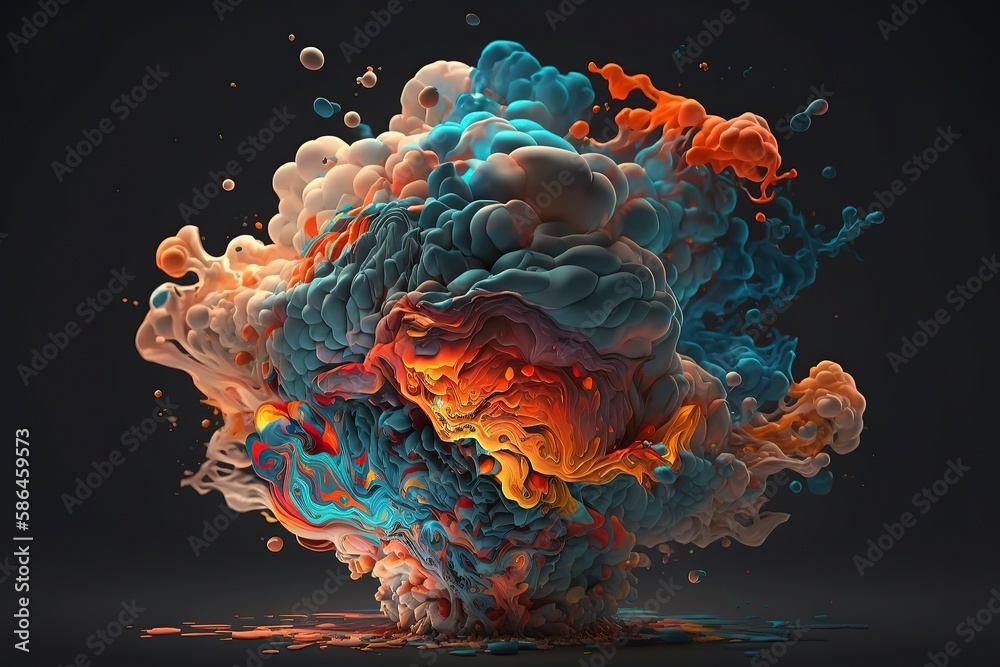 Vibrant 3D painting: Surrealistic, flowing textures meet colorful ...