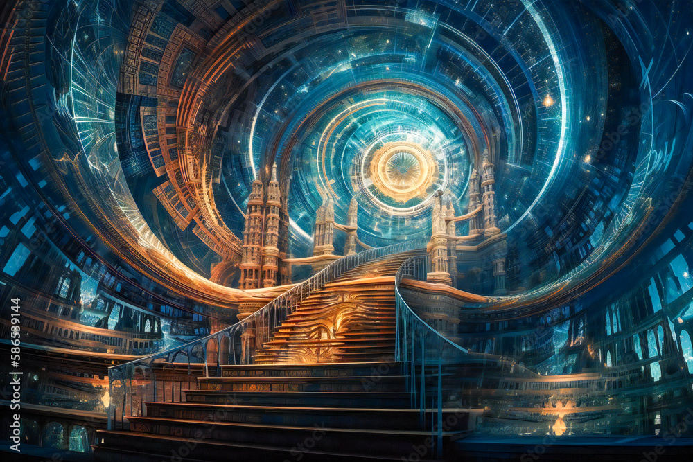 Fantasy big hall in heaven or in a spiritual dimension. Deep spiritual ...