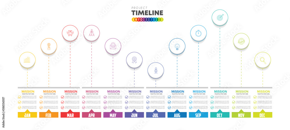 infographic Project timeline graph for 12 months modern diagram ...