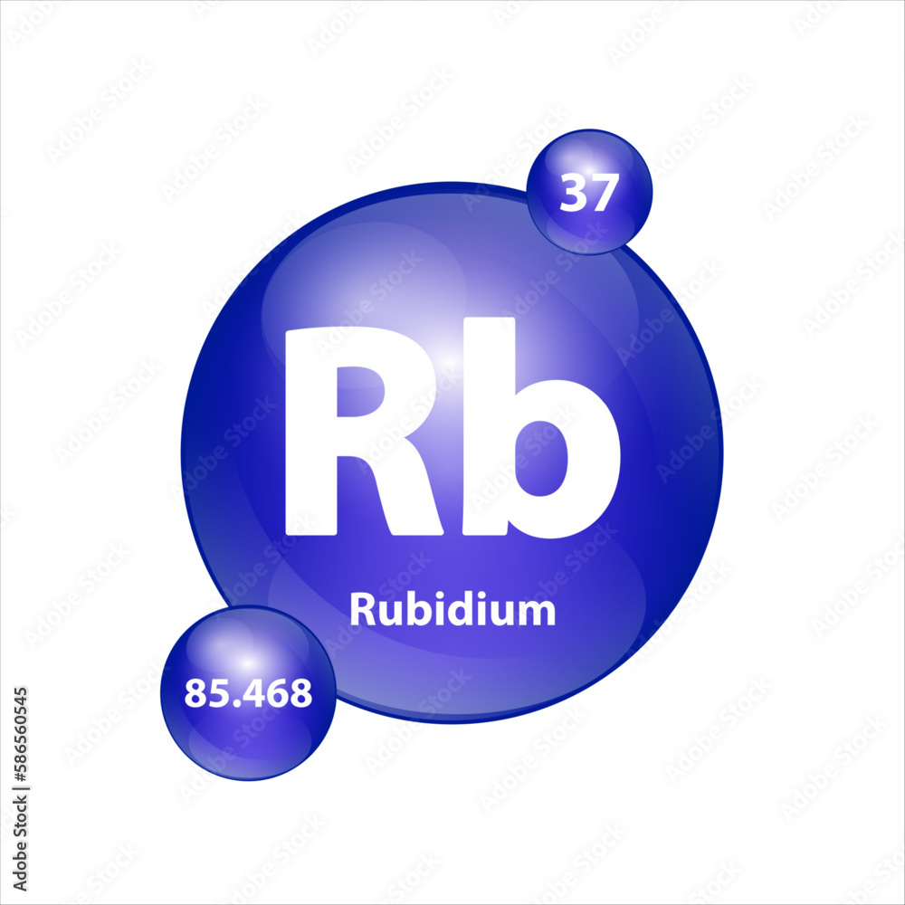 Rubidium (Rb) icon structure chemical element round shape circle blue ...