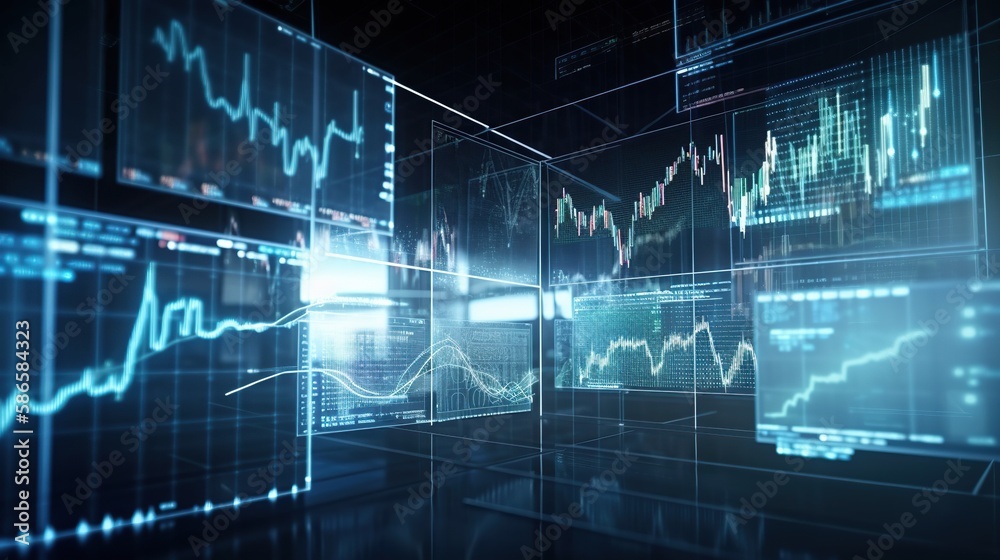Modern digital panel screen with diagram chart. Cyber data abstract ...