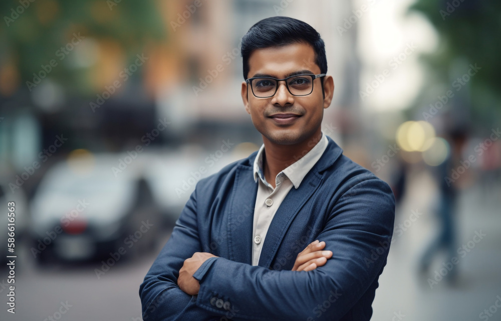 happy confident AI generated (not a real person) wealthy young indian ...