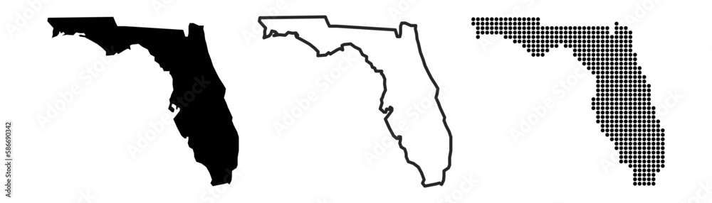 Florida map contour. Florida state map. Glyph and outline Florida map ...