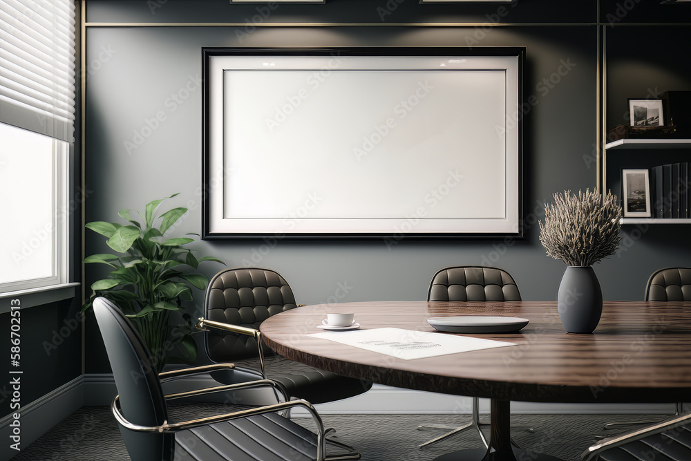 Mockup horizontal frame office meeting room home interior. Illustrator ...