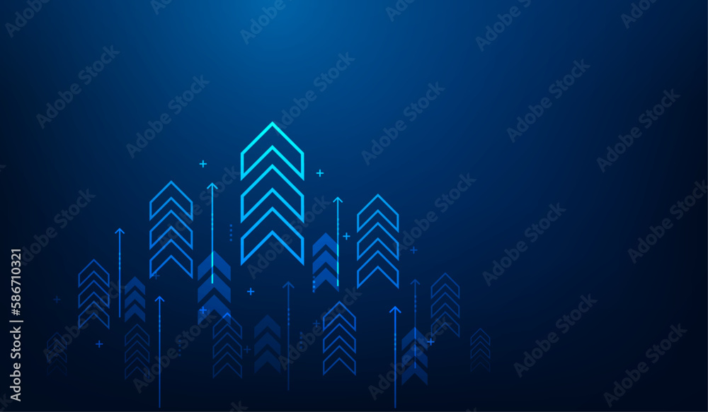 business arrow up growth line technology on dark blue background ...