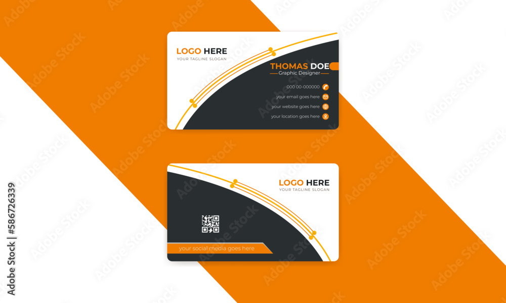 Luxury and elegant business card print template design with front and ...