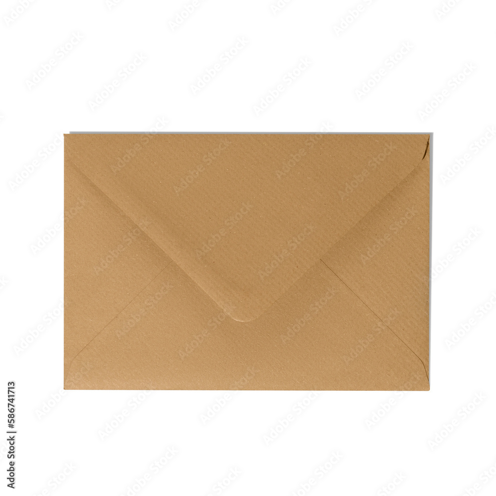 Kraft brown paper envelope on transparent background template mockup ...