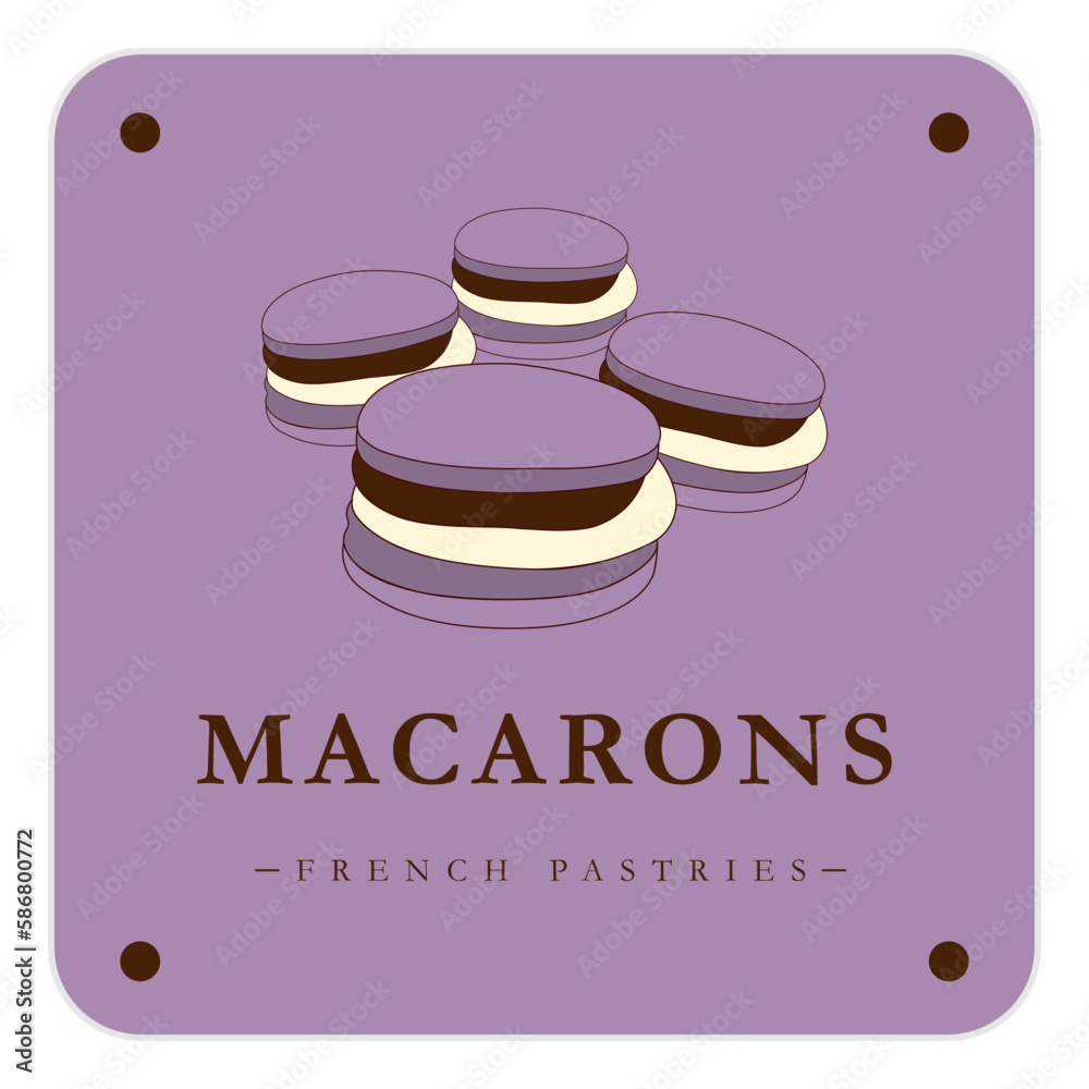 Simple macaron homemade, macaron shop and bakery, pastry logo, badges ...
